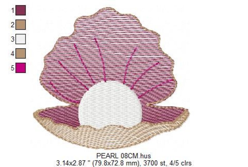 Pearl Embroidery Designs Deep Sea Shells Embroidery Design - Etsy