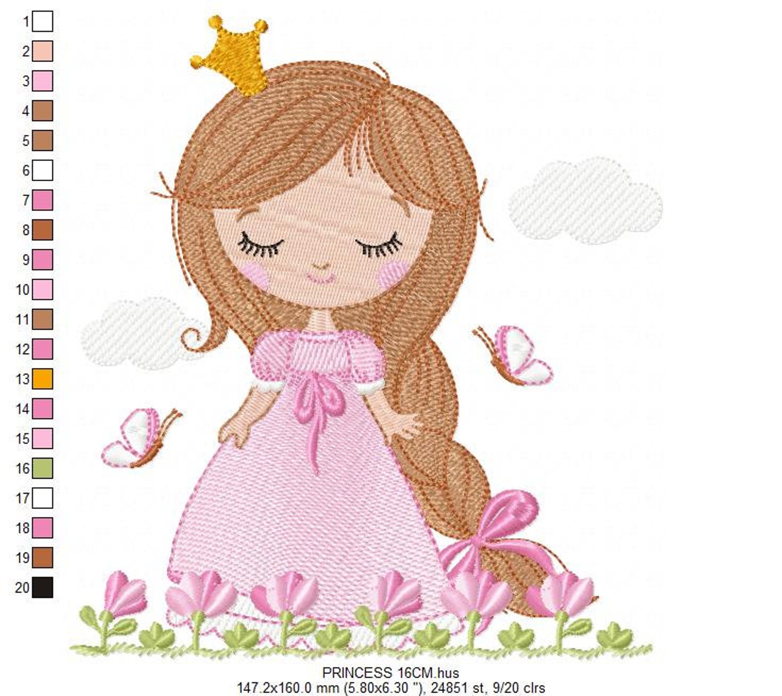 Baby Girl Embroidery Designs Princess Embroidery Design | Etsy