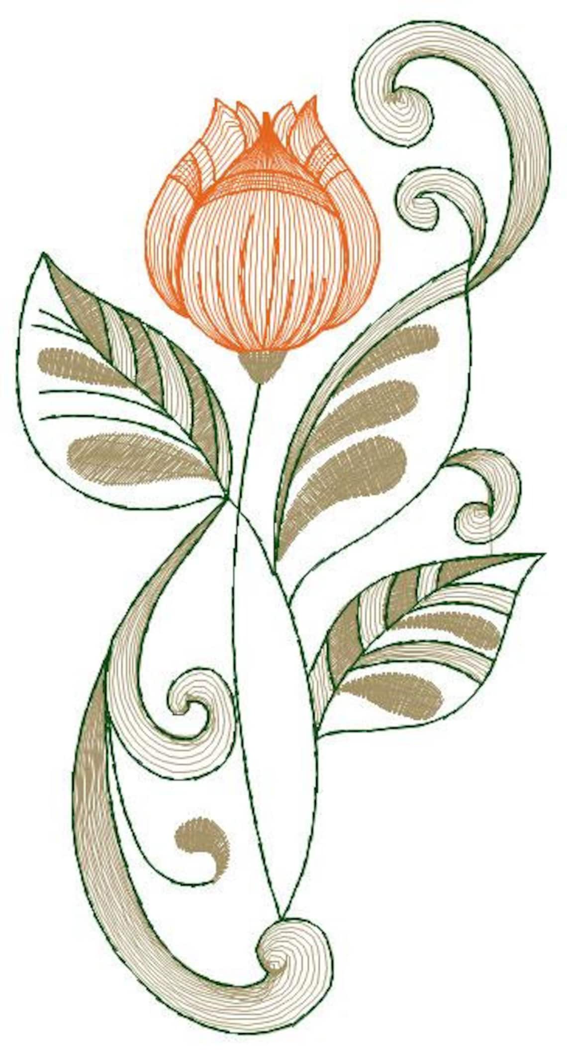Delicate Floral Tulip Embroidery Designs Flower Embroidery - Etsy