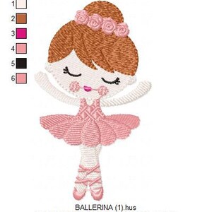 Ballerina Embroidery Designs - Ballet Dancer With Pink Tutu Machine ...
