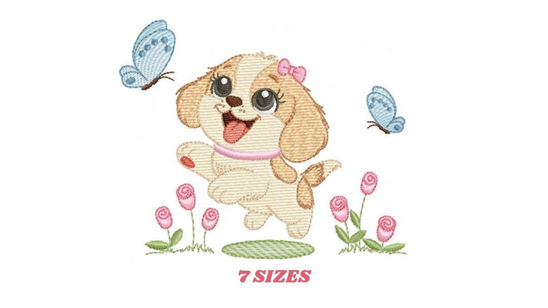 Female Dog Embroidery Designs - Running Happy Dog Embroidery Design ...