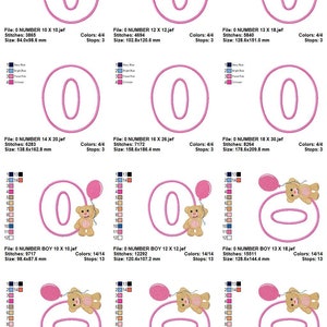 Numbers Embroidery Designs Set - Number Applique Design - Birthday ...