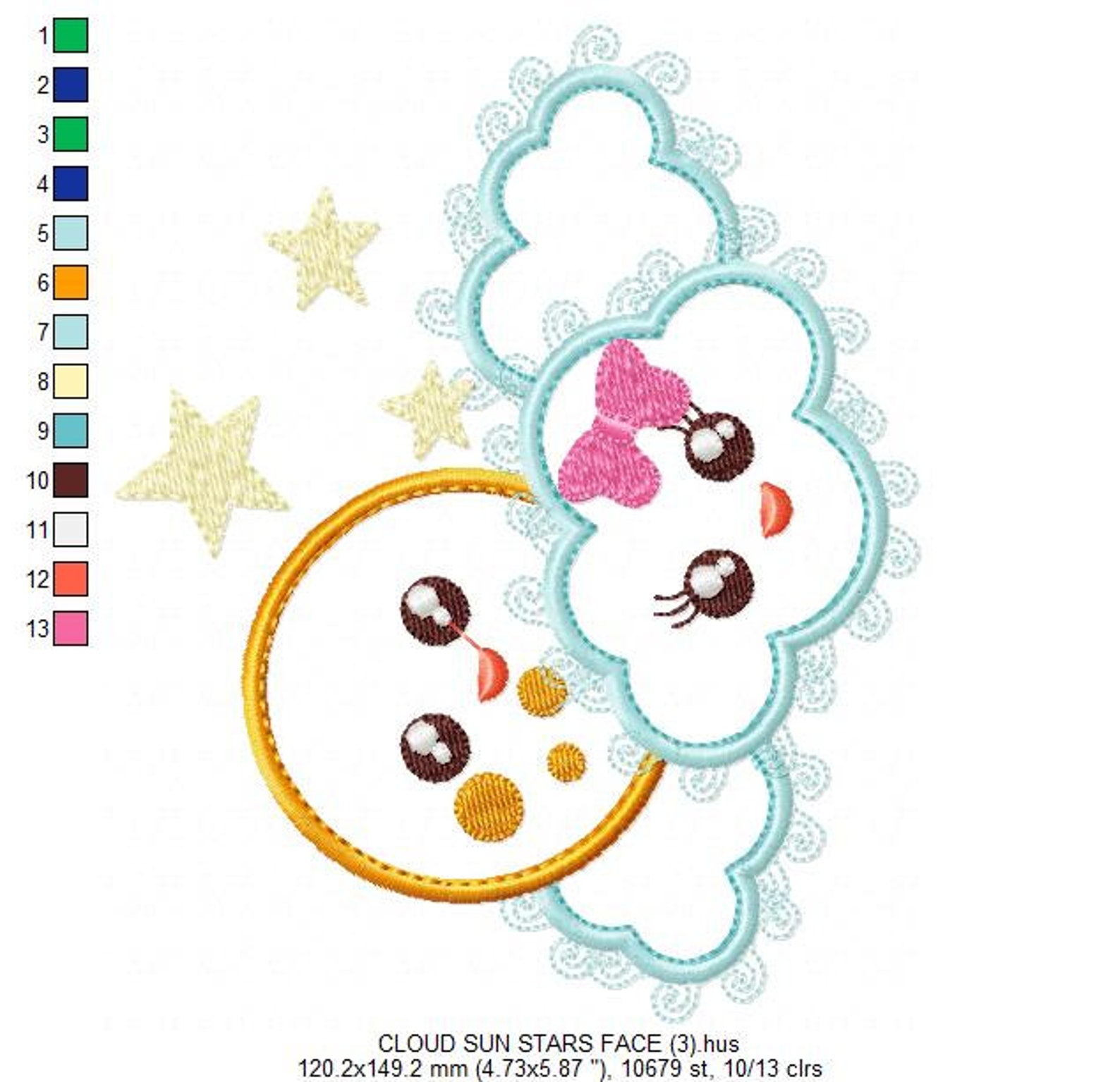 Cloud Embroidery Design Full Moon Embroidery Design Machine - Etsy