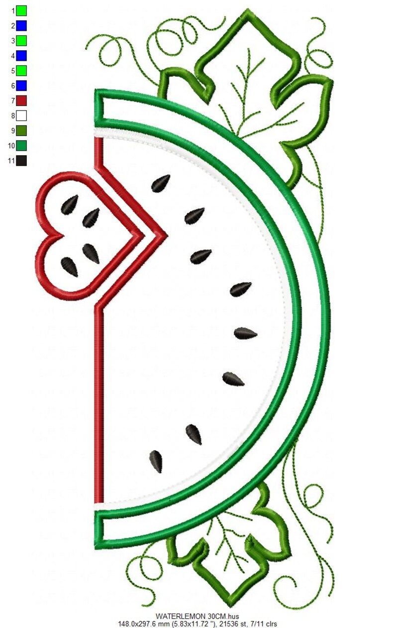 Watermelon Embroidery Designs - Fruit Applique Machine Embroidery ...