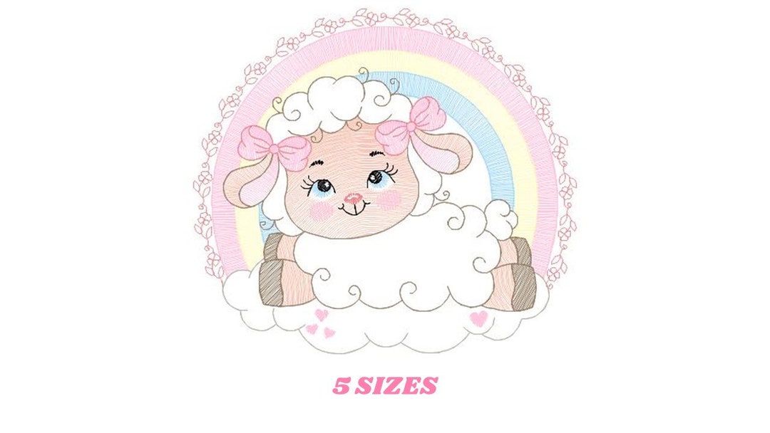 Sheep With Rainbow Embroidery Design - Rainbow Machine Embroidery ...