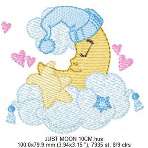 Sleeping Moon Embroidery Design - Half Moon Embroidery Design Machine ...