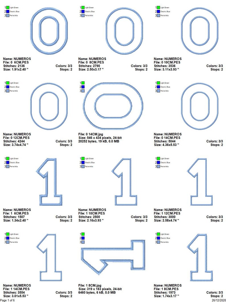 Numbers Embroidery Designs Set Number Applique Design - Etsy