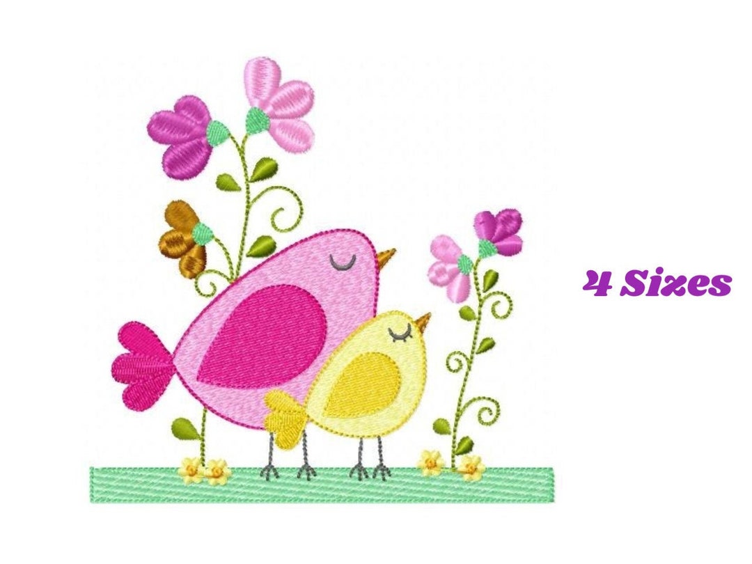 Bird Embroidery Designs - Spring Flowers Roses Machine Embroidery ...