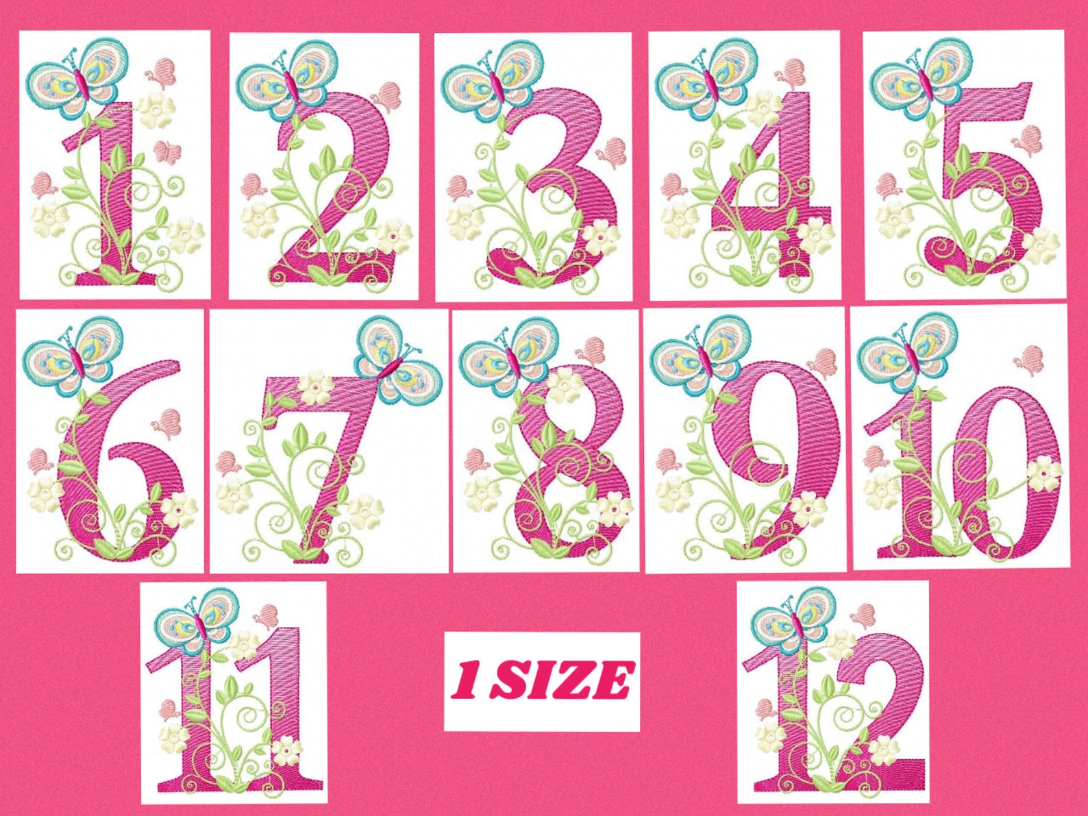 Numbers Embroidery Designs Birthday Embroidery Design - Etsy