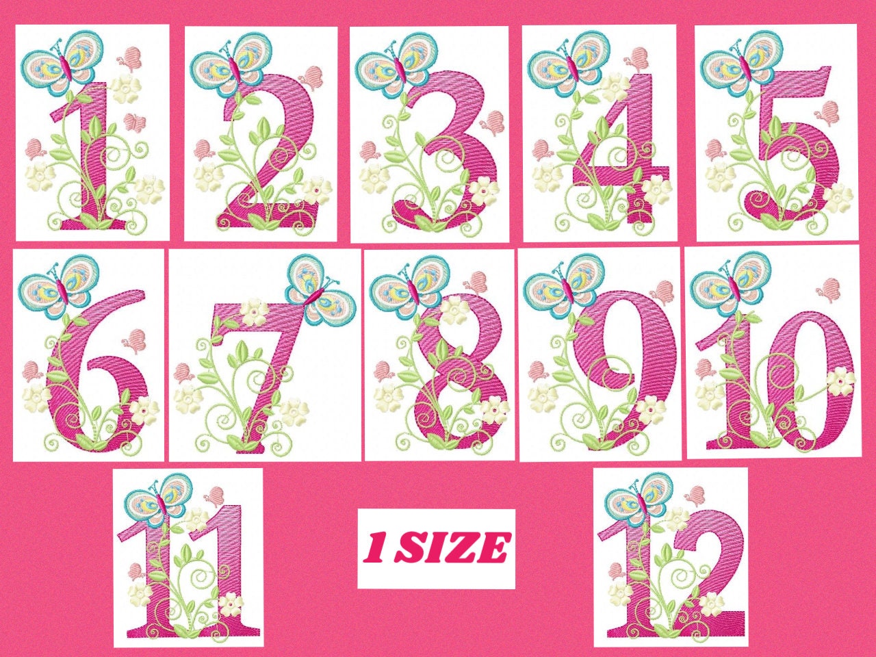 Numbers Embroidery Designs Birthday Embroidery Design - Etsy