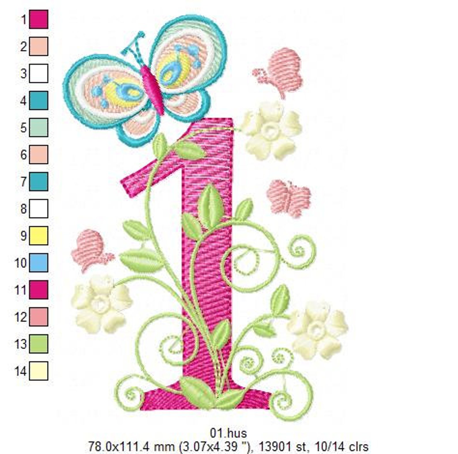 Numbers Embroidery Designs Birthday Embroidery Design - Etsy