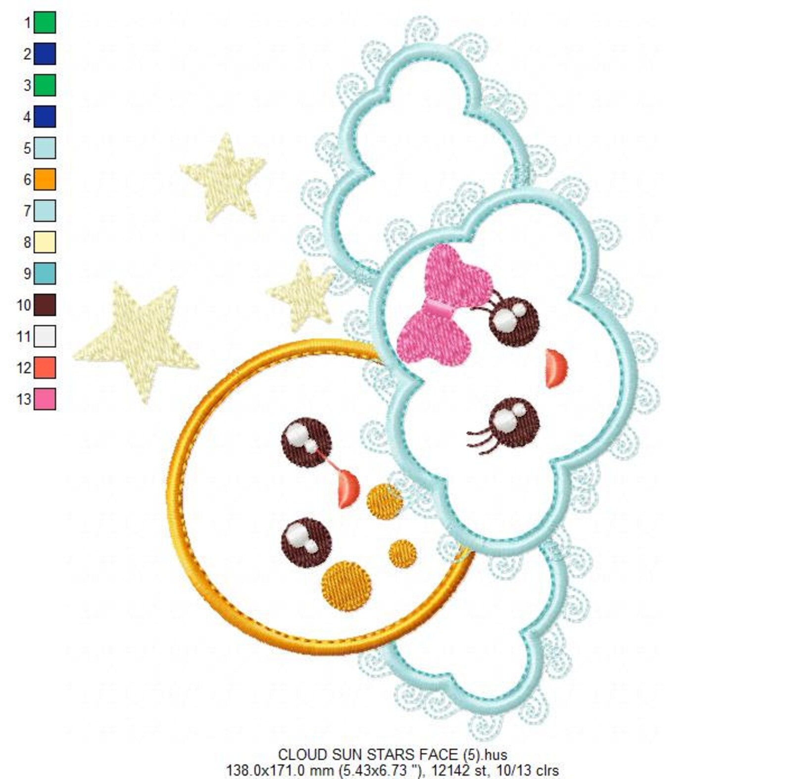 Cloud Embroidery Design Full Moon Embroidery Design Machine - Etsy