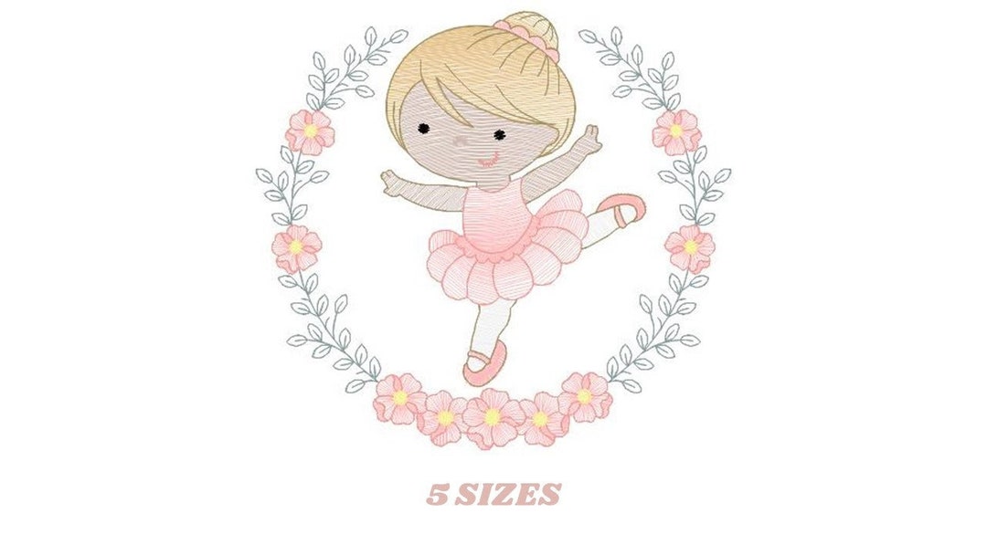 Ballerina Embroidery Designs - Ballet Dancer Machine Embroidery Pattern ...