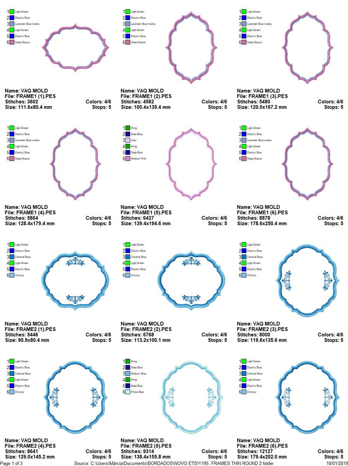 Frame Embroidery Designs Set - Frame Applique Design Machine Embroidery ...