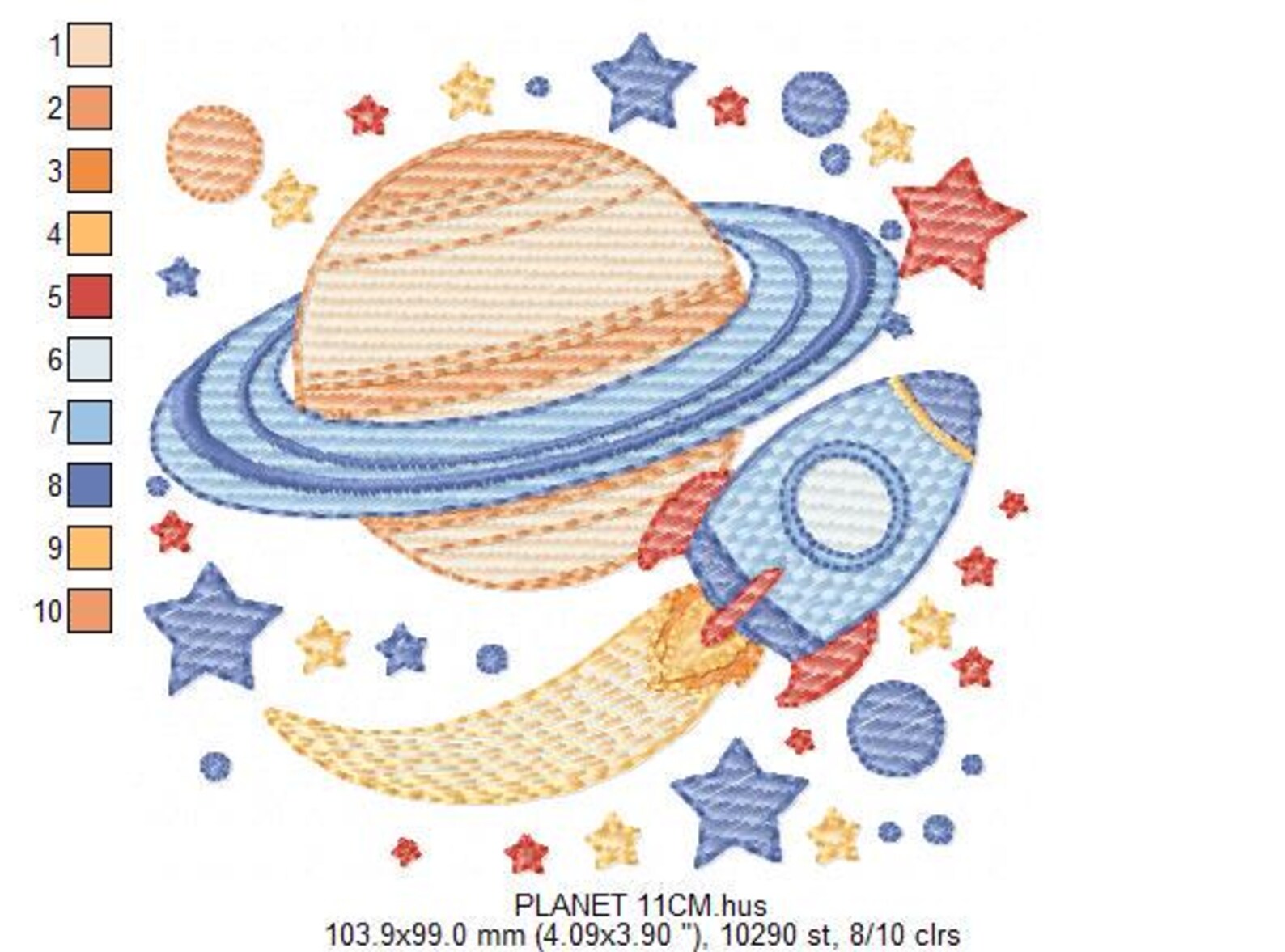 Space Rocket Embroidery Designs - Space Planet Saturn Machine ...