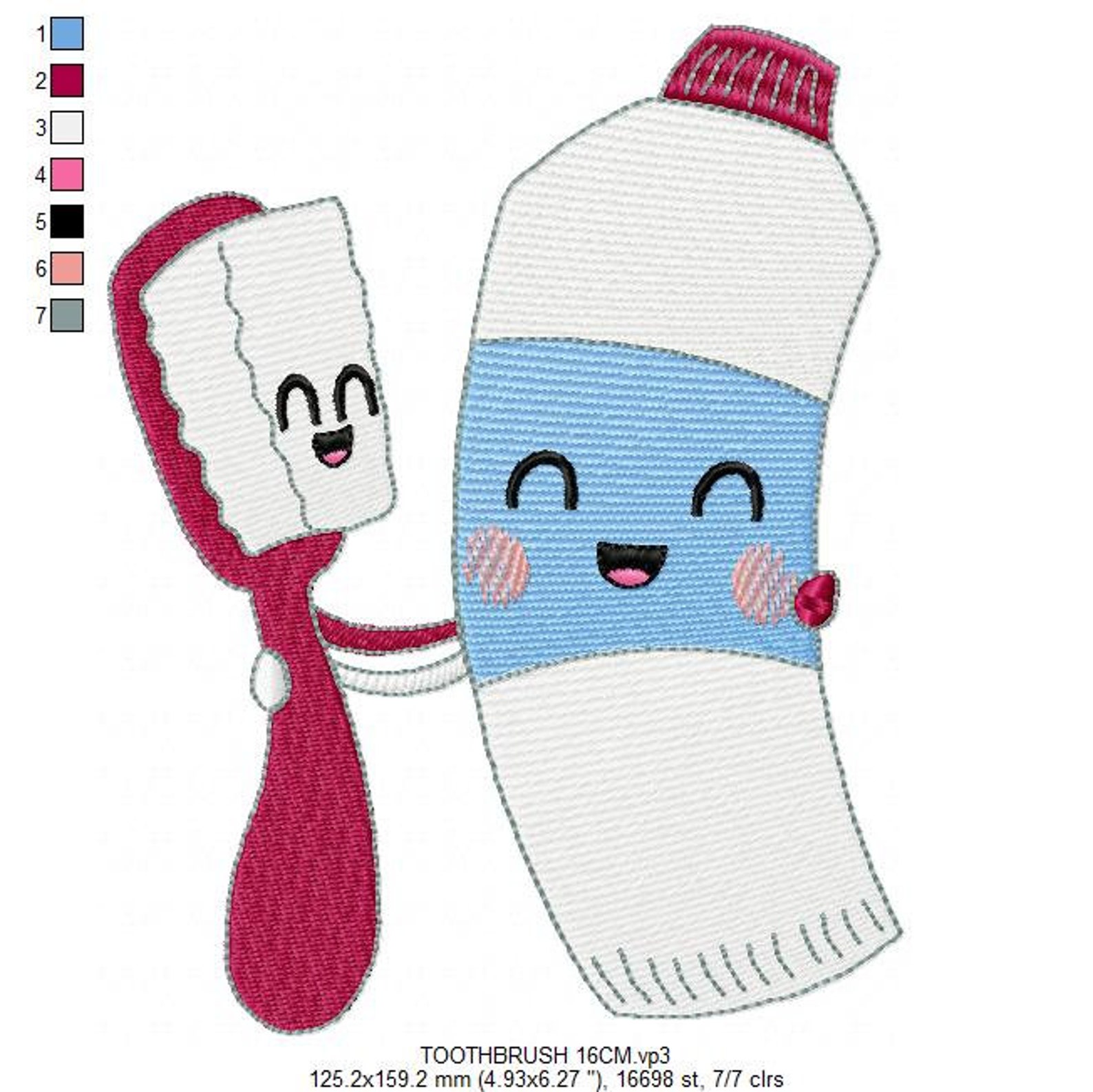 Toothbrush Embroidery Designs Toothpaste Embroidery Design - Etsy