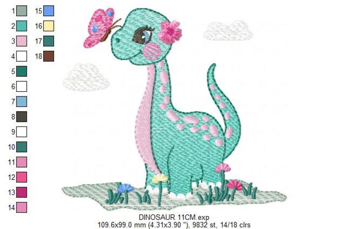 Dinosaur Embroidery Designs Dino Embroidery Design Machine - Etsy