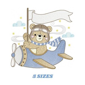 Pilot Bear Embroidery Designs - Plane Embroidery Design Machine ...