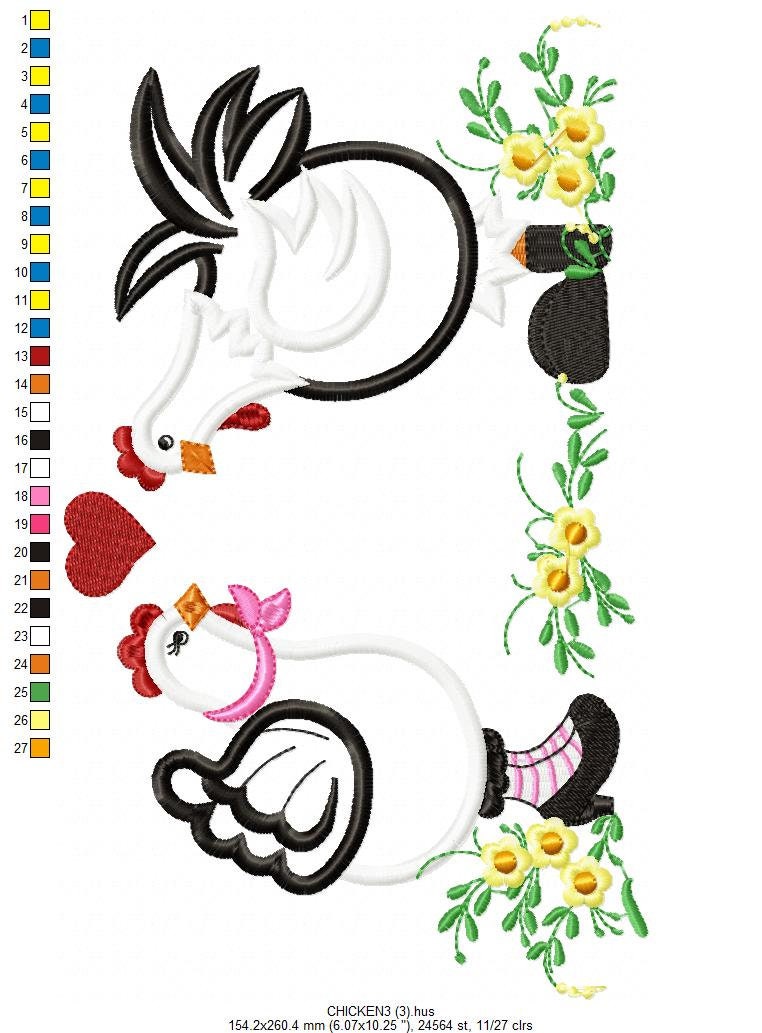 Chicken Embroidery Designs Rooster Embroidery Design Machine - Etsy