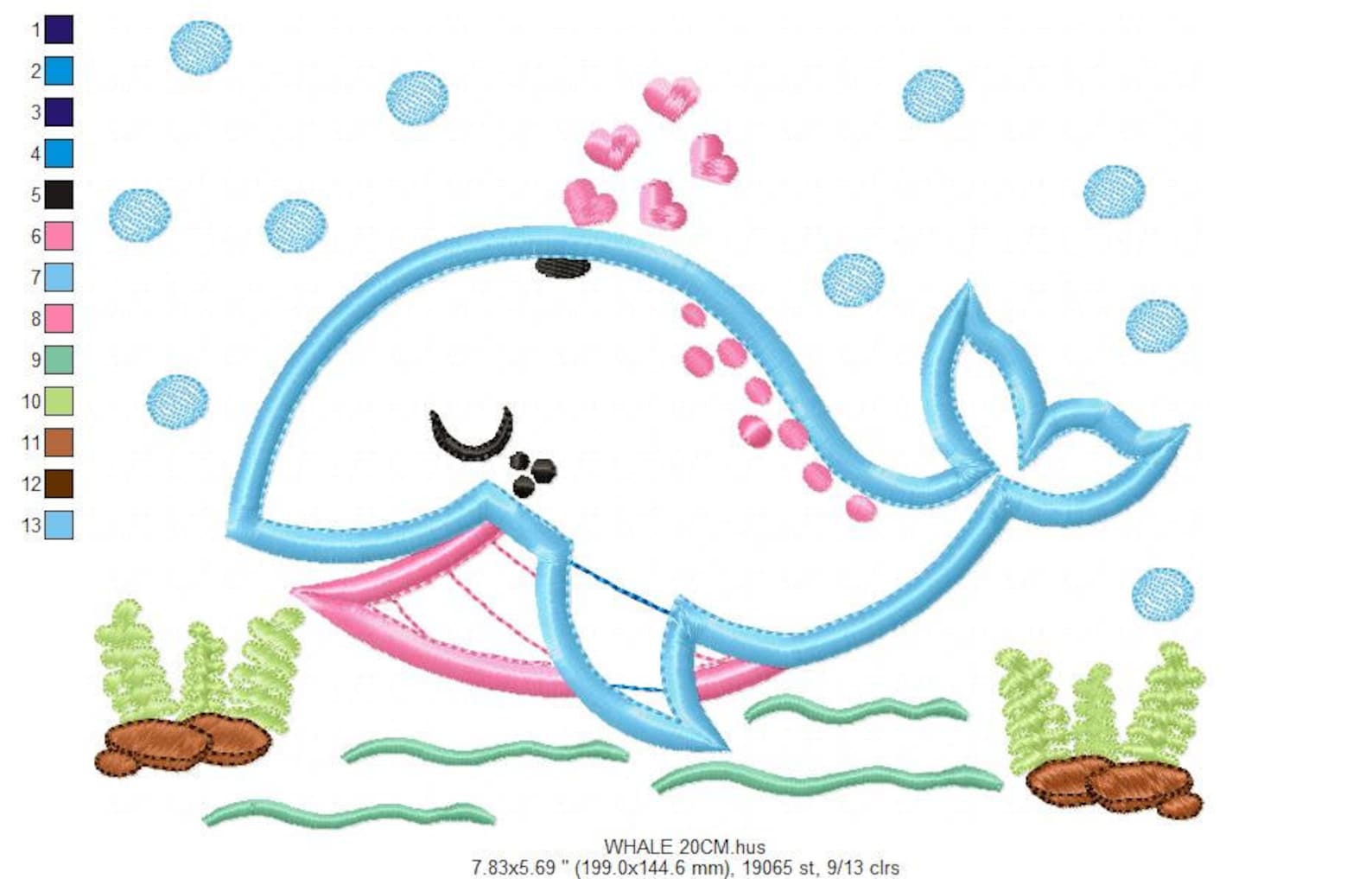 Whale Embroidery Designs Fish Embroidery Design Machine | Etsy