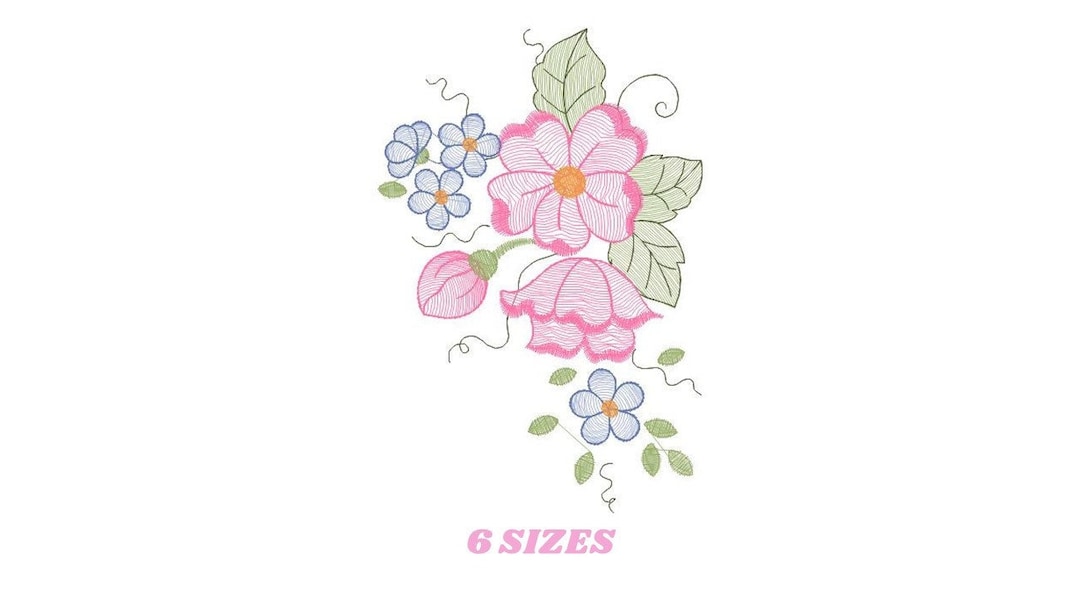 Flowers Embroidery Designs - Flower Bouquet Machine Embroidery Pattern ...