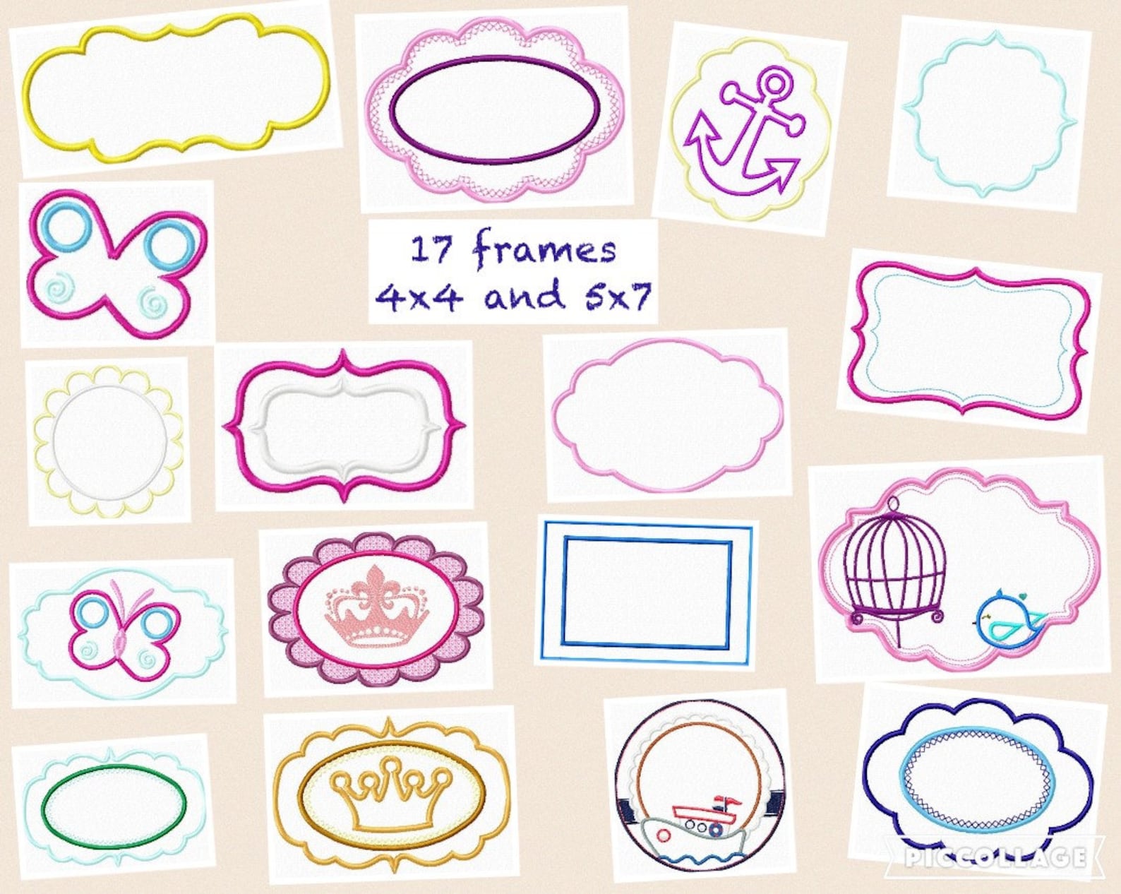 Frame Embroidery Designs Set Frame Applique Design Machine - Etsy