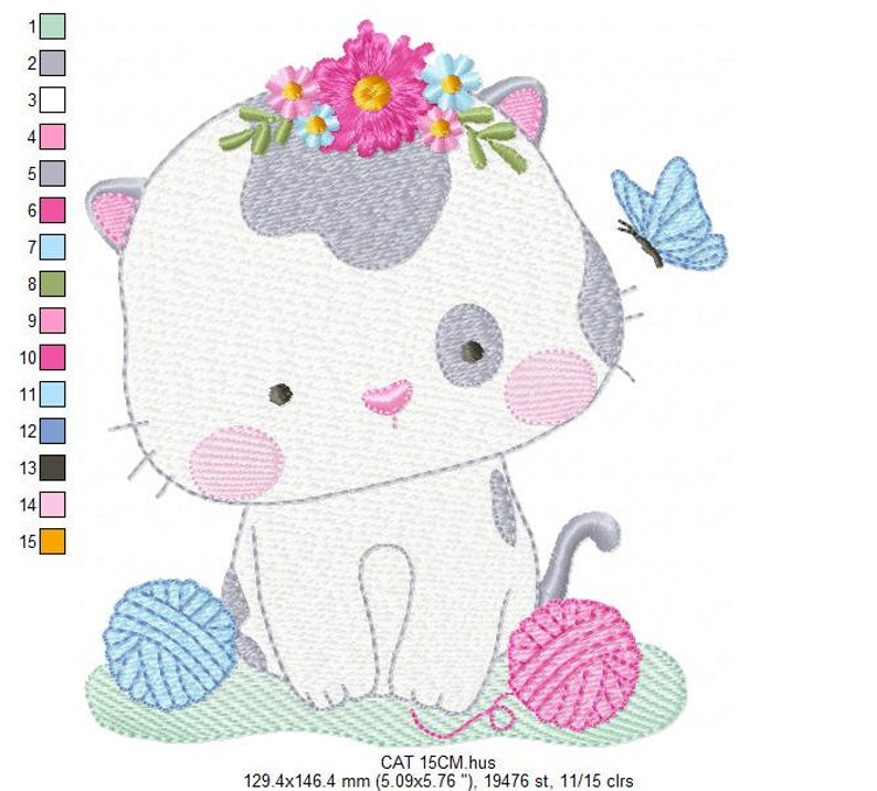 Cat embroidery design Kitty embroidery designs machine | Etsy