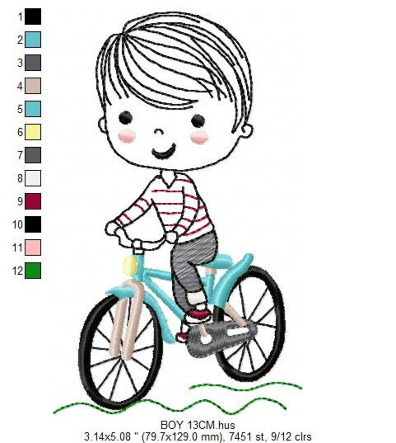 Boy With Bike Embroidery Designs Baby Boy Embroidery Design - Etsy
