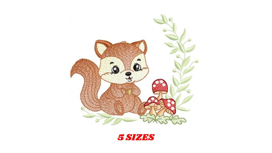 Male Squirrel Embroidery Design - Woodland Wild Animal Machine ...