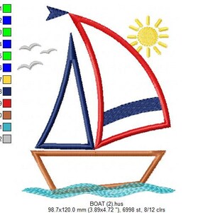Boat Embroidery Designs - Sailboat Applique Machine Embroidery Pattern ...