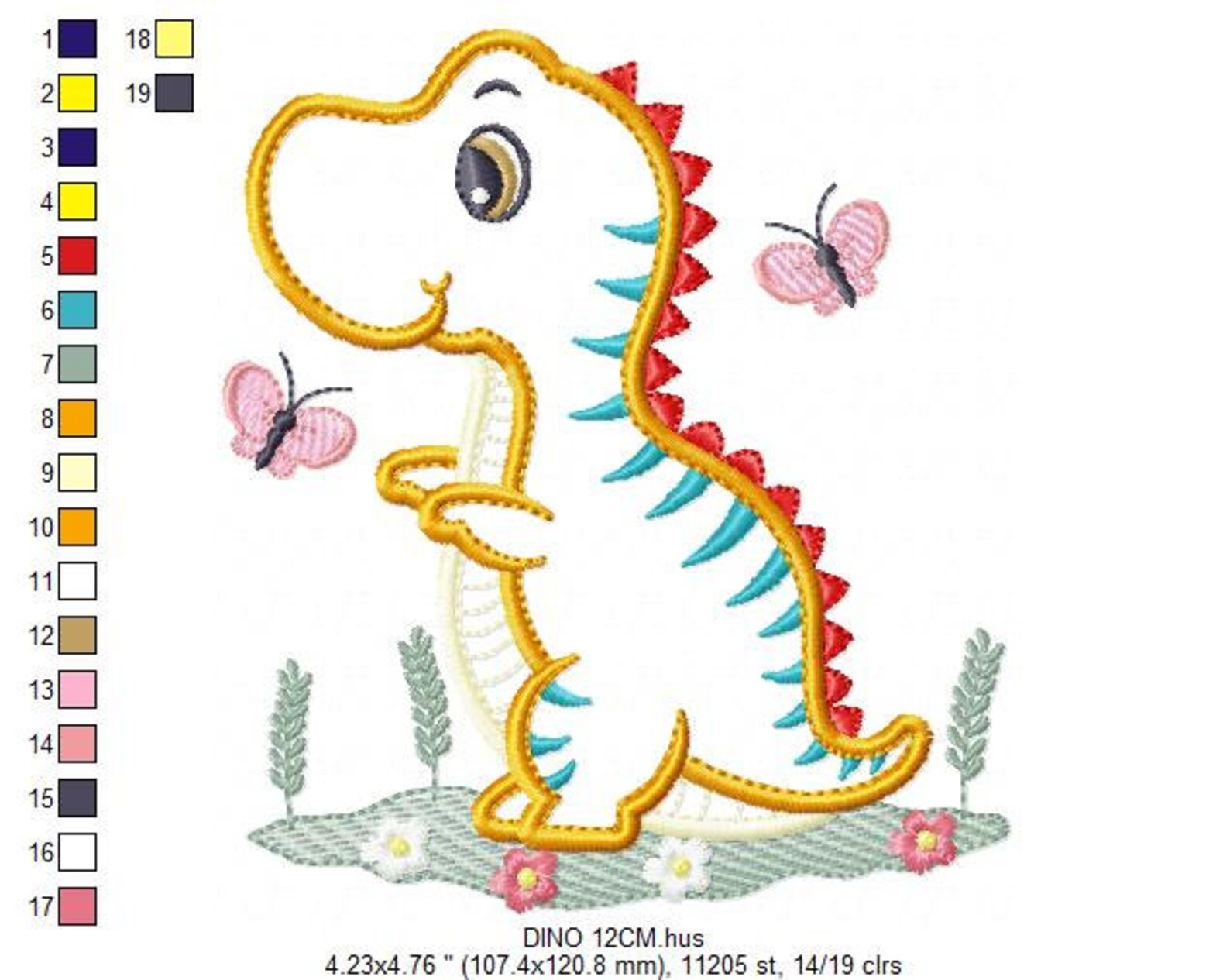 Dinosaur Embroidery Designs Dino Embroidery Design Machine - Etsy