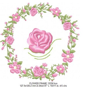 Flower Frame With Rose Embroidery Designs - Flowers Machine Embroidery ...