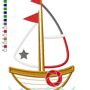 Boat Embroidery Designs Sailboat Embroidery Design Machine Embroidery ...