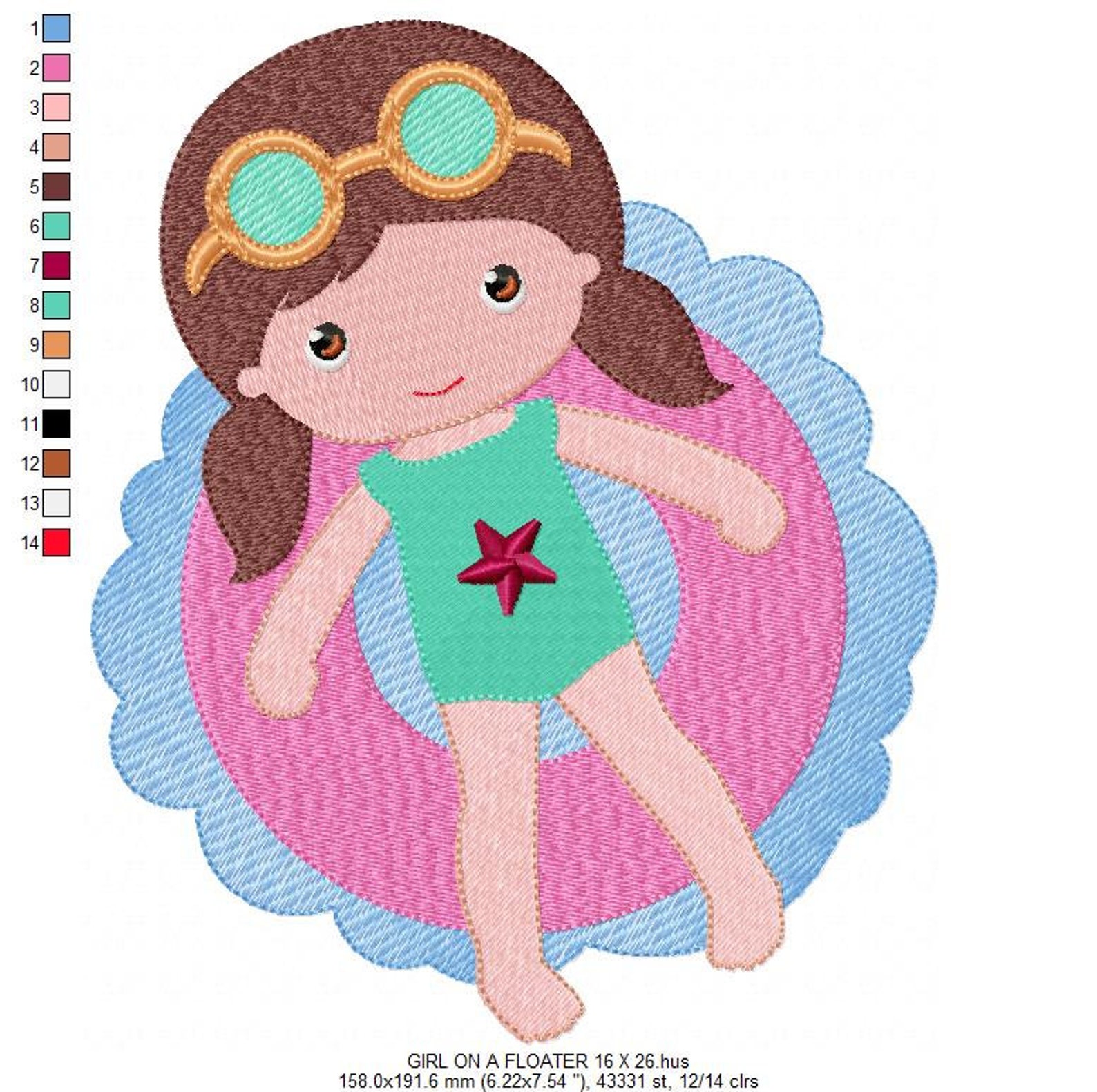 Swimmer Embroidery Designs - Baby Girl Embroidery Design Machine ...