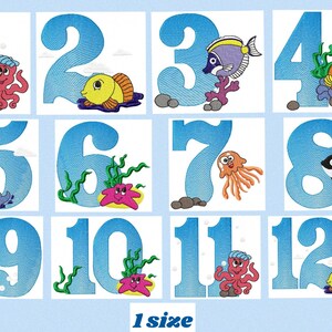 Birthday Numbers Embroidery Designs Set - Numbers With Sea Animals ...