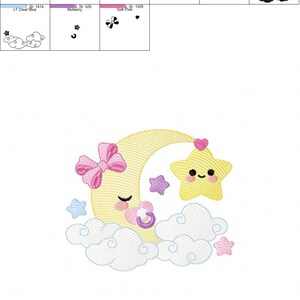 Moon With Star Embroidery Design - Half Moon Embroidery Design Machine ...