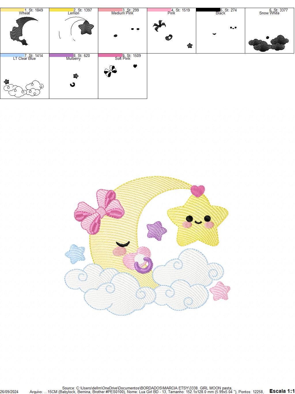 Moon With Star Embroidery Design - Half Moon Embroidery Design Machine ...