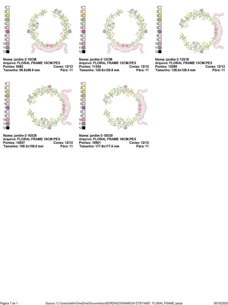 Birds With Flower Frame Embroidery Designs - Floral Wreath Machine ...