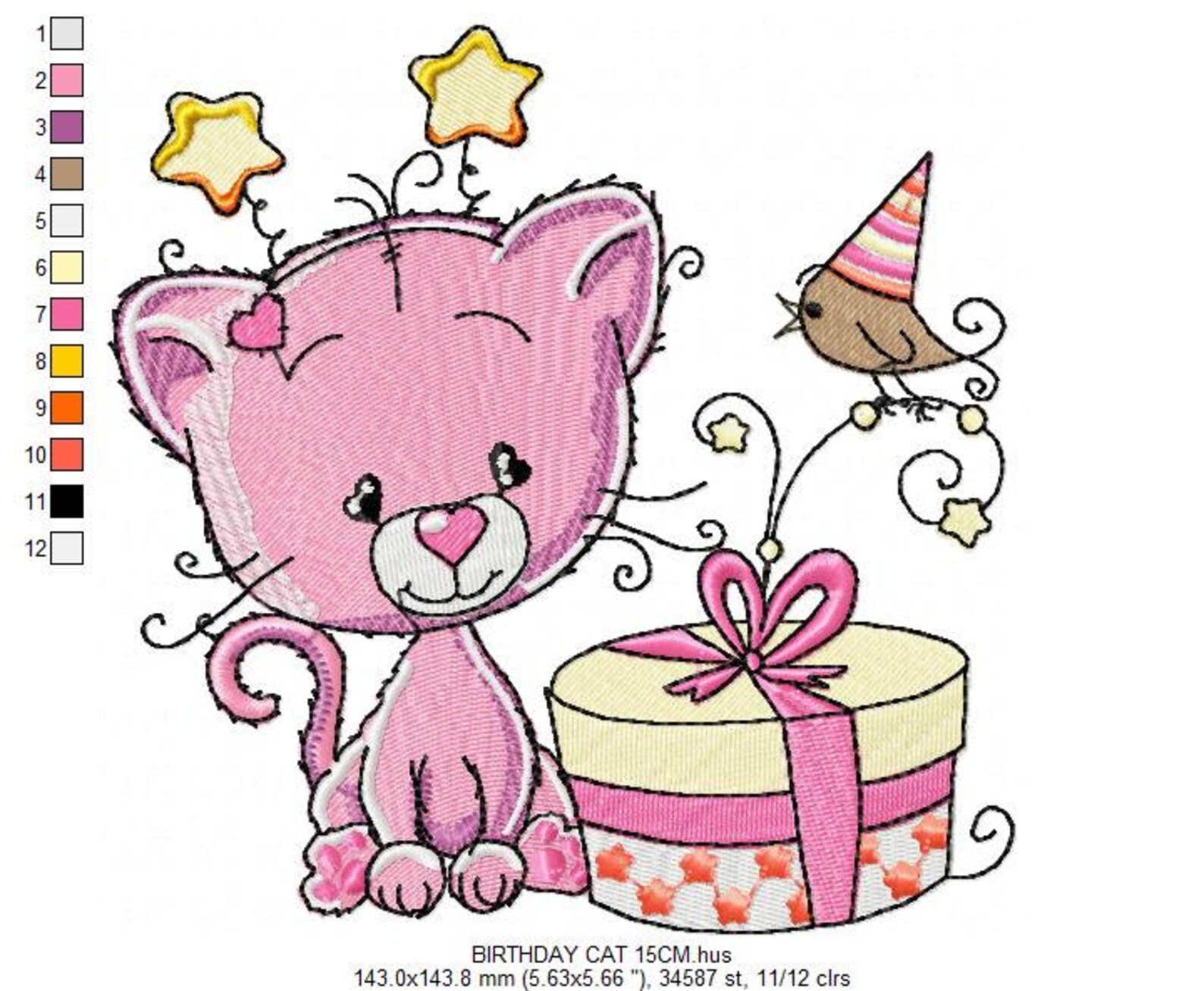 Cat Embroidery Design Birthday Embroidery Designs Machine - Etsy