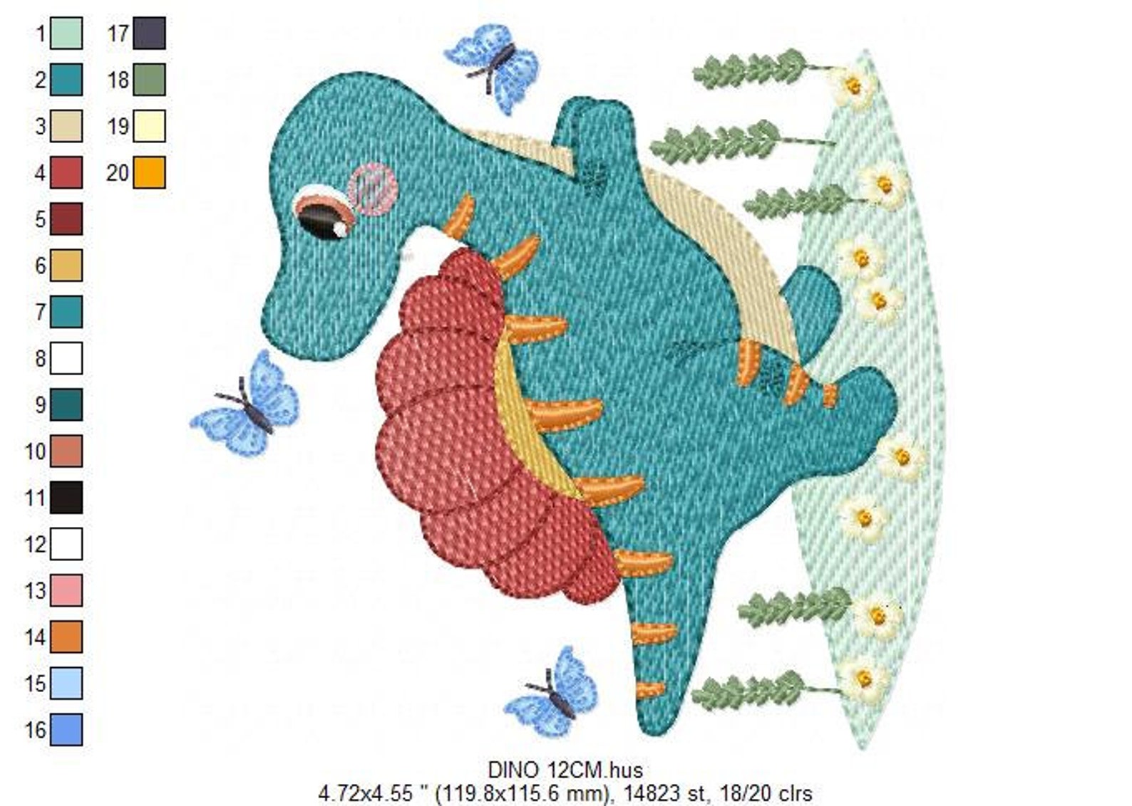 Dinosaur Embroidery Designs Dino Embroidery Design Machine | Etsy