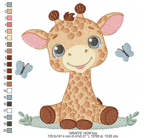 Giraffe Embroidery Design - Wild Safari Animal With Flowers Machine ...