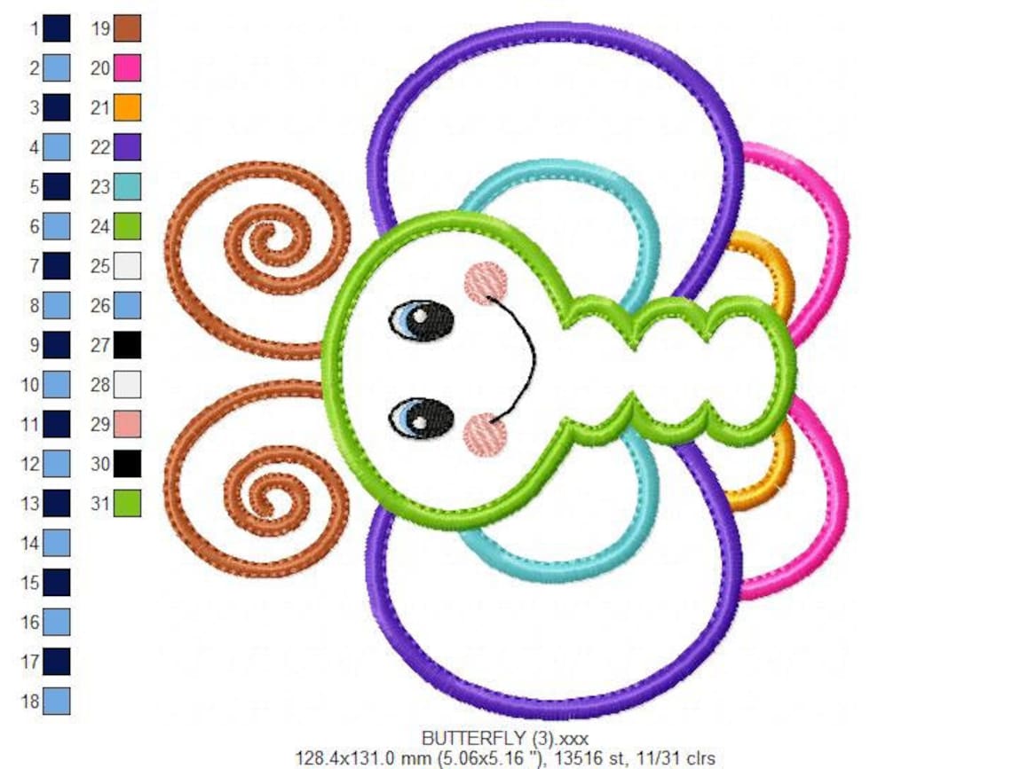 Butterfly Embroidery Design - Animal Machine Embroidery Pattern - Baby ...