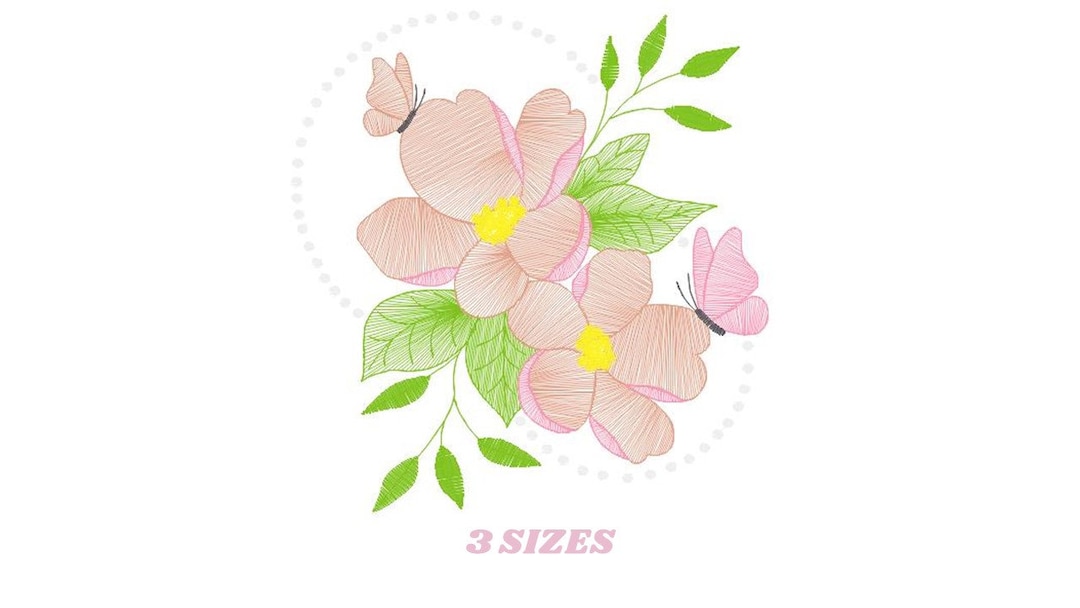 Delicate Flower Embroidery Designs Butterfly Embroidery Design Machine ...