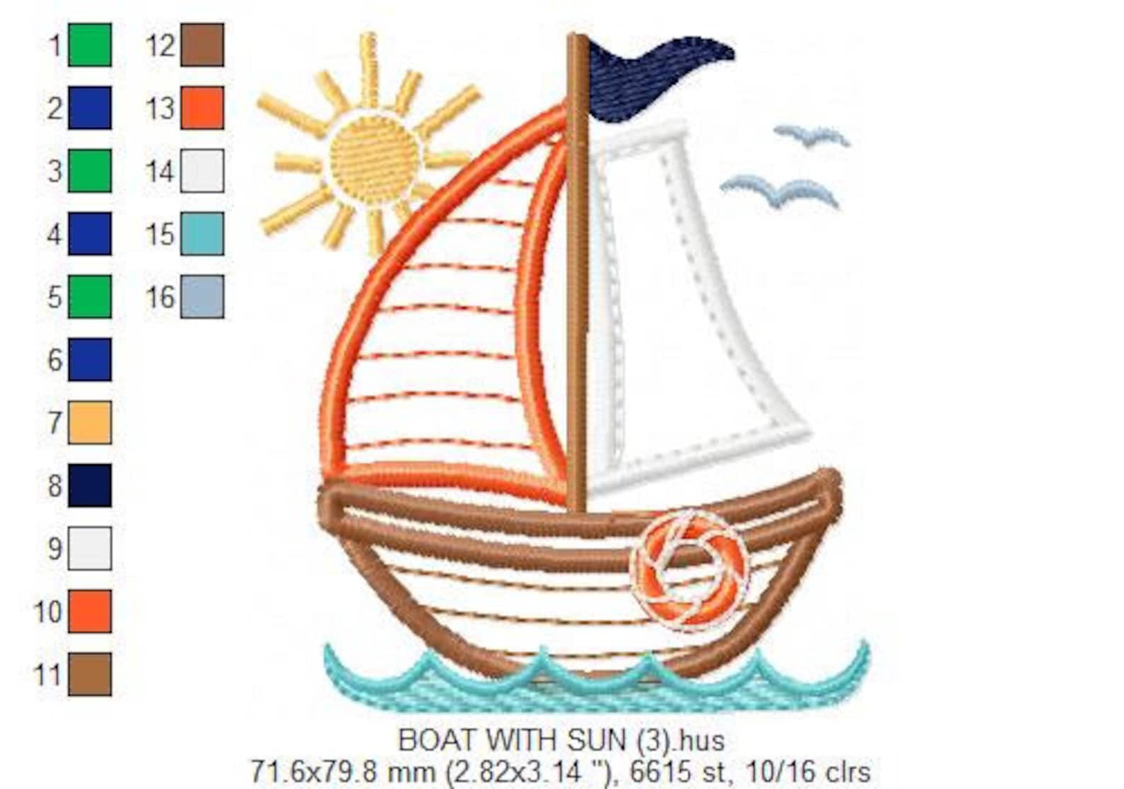 Sailboat Embroidery Designs Nautical Embroidery Design - Etsy