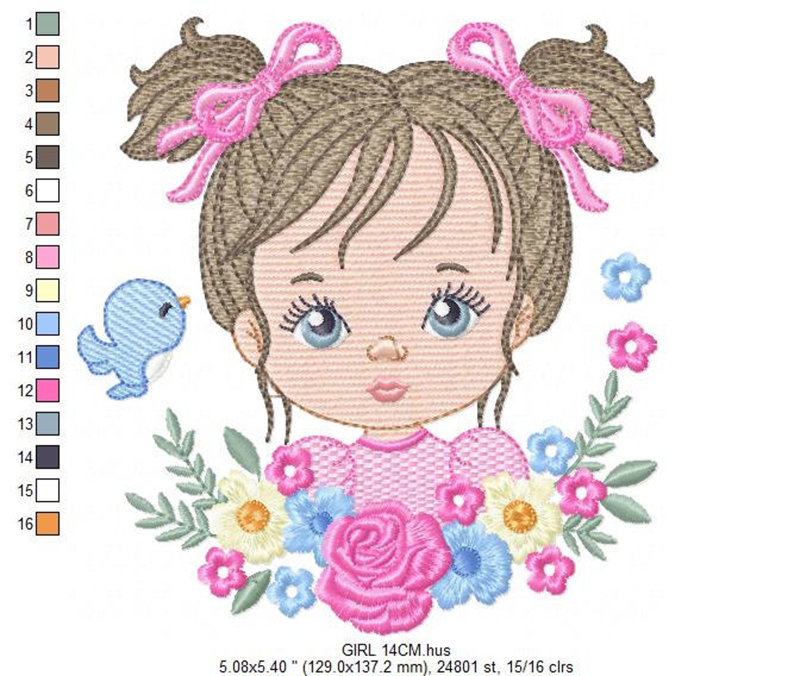 Girl Embroidery Designs - Flower Girl Embroidery Design Machine ...