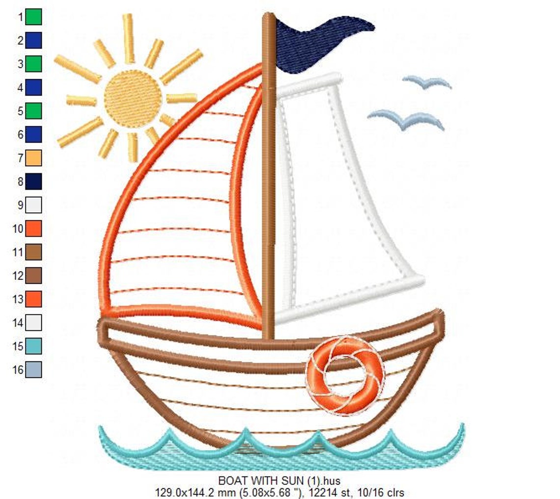 Sailboat Embroidery Designs Nautical Embroidery Design - Etsy