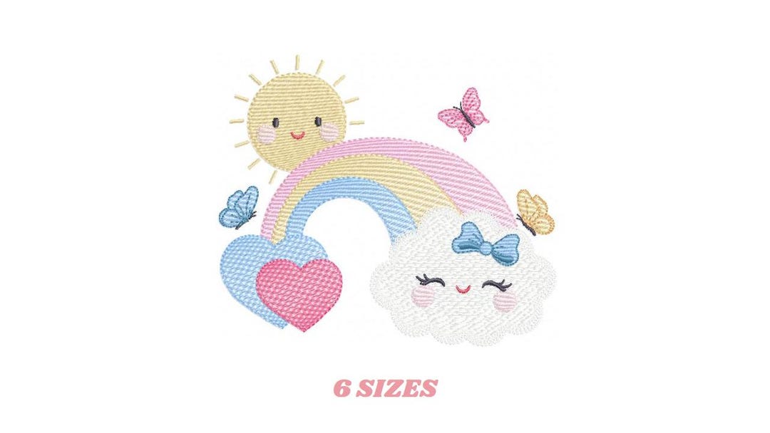 Motif de broderie arc-en-ciel - Nuage de soleil et motif de broderie ...