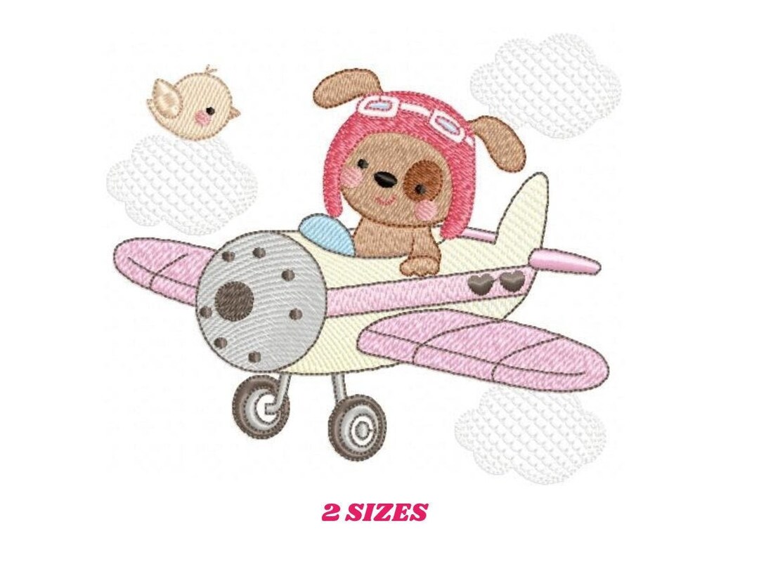 Dog Pilot Embroidery Designs - Airplane With Dog Machine Embroidery ...
