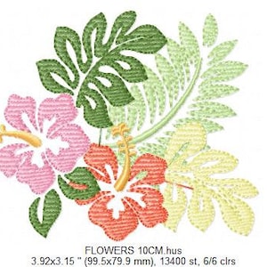 Tropical Flowers Embroidery Designs - Hawaii Flower Embroidery Design ...