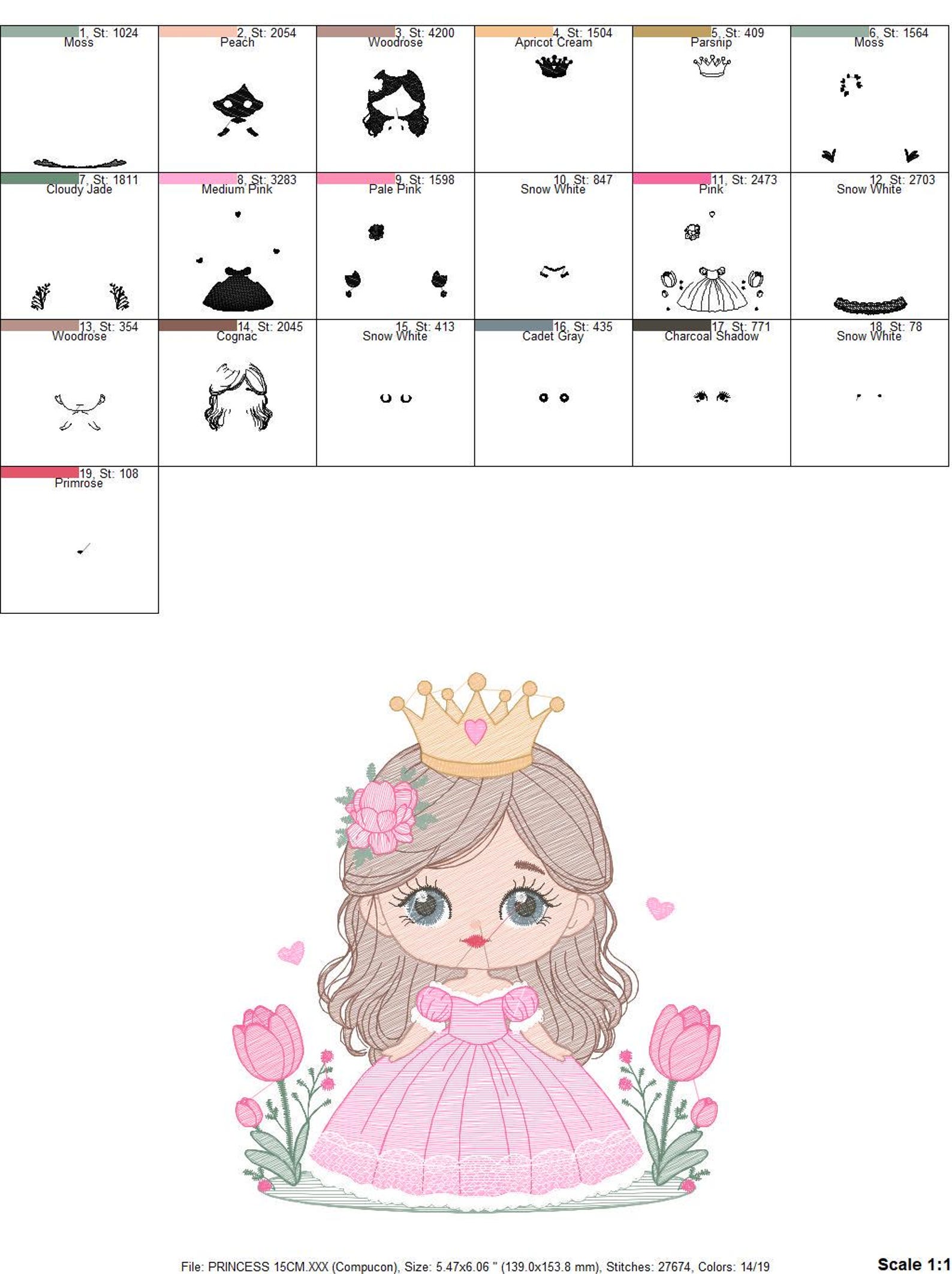 Princess With Crown Embroidery Designs - Baby Girl Embroidery Design ...